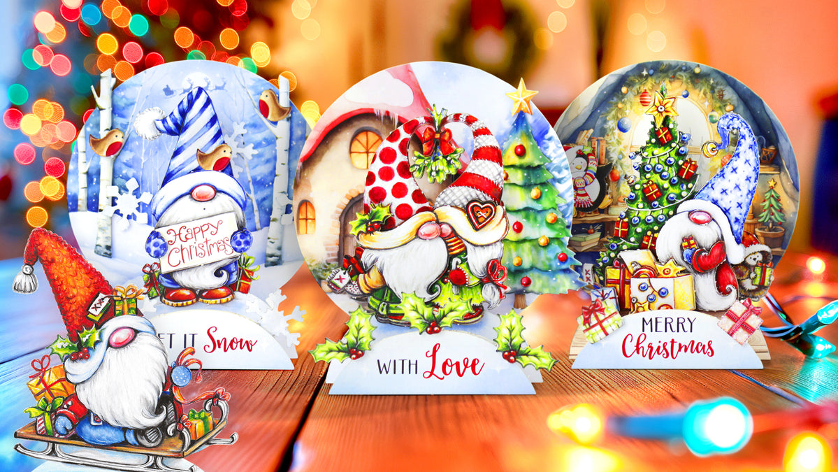 Christmas Gnomes, Pop Up Card Making Kit — Katy Sue Designs