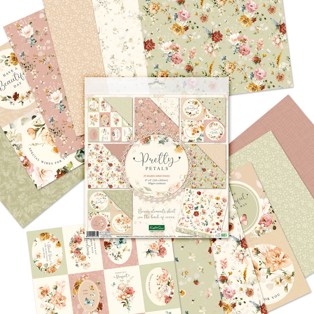 Pretty Petals Foiled Paper Craft Toppers, 6 sheets — Katy Sue Designs