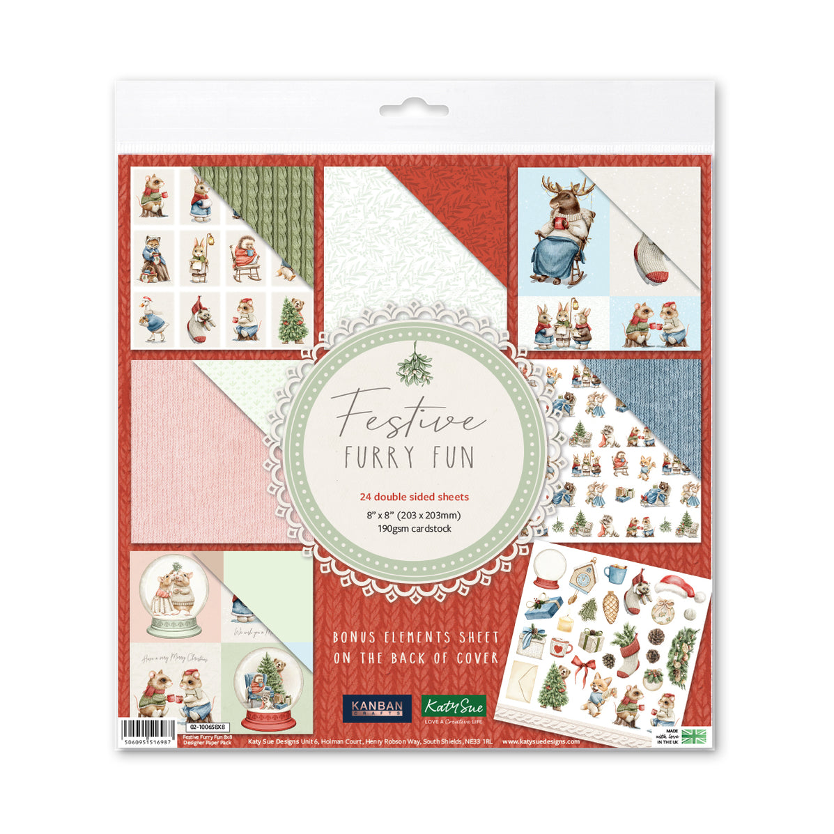 Kanban Crafts Festive Furry Fun 8x8 Designer Premium Paper Pack — Katy ...