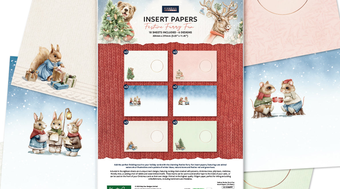 Kanban Crafts Festive Furry Fun Insert Papers, 18 sheets — Katy Sue Designs