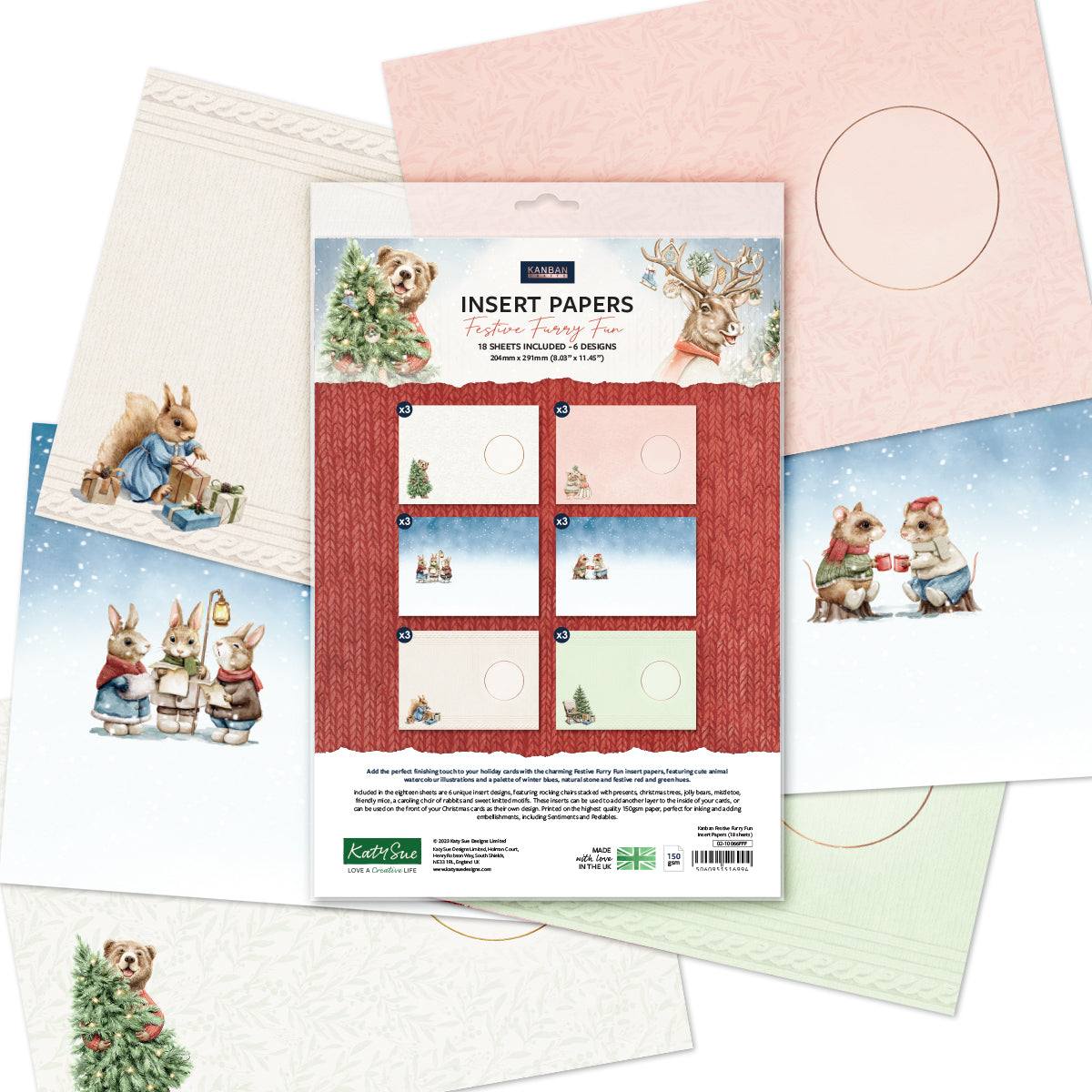 Kanban Crafts Festive Furry Fun Insert Papers, 18 sheets — Katy Sue Designs