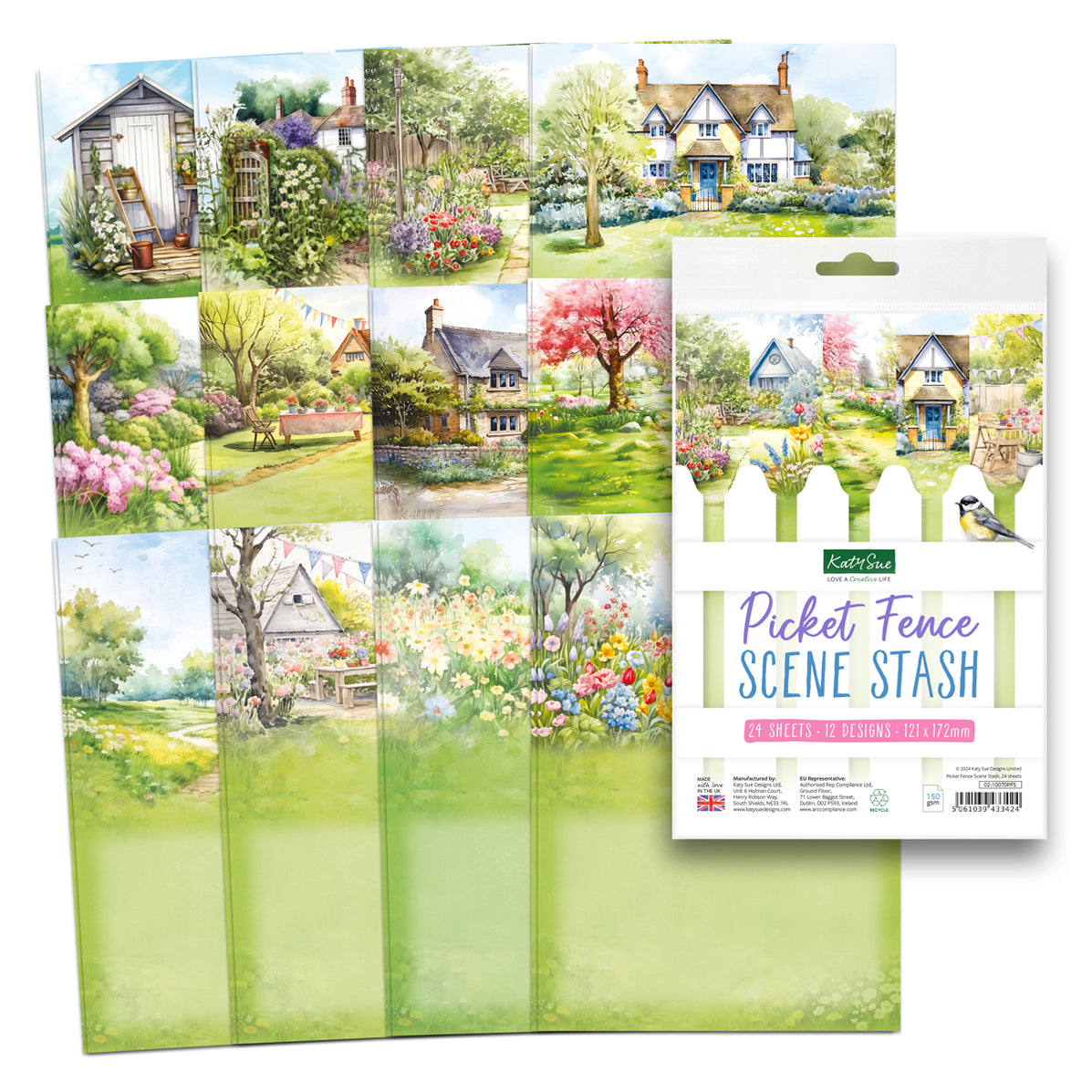 Picket Fence Scene Stash, 24 sheets | Katy Sue Designs