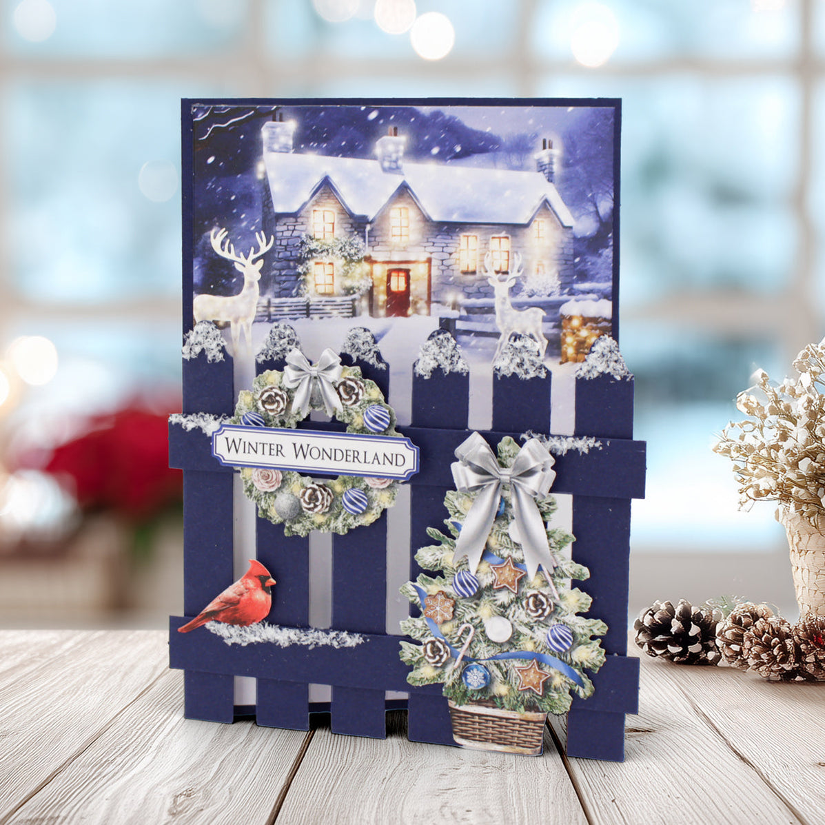 Christmas Red & Winter Blue 5x7 Picket Fence Cards & Envelopes, pack of ...