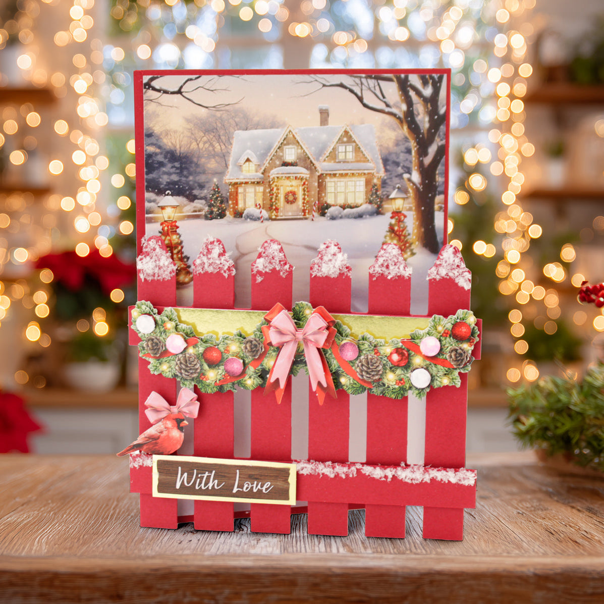 Christmas Red & Winter Blue 5x7 Picket Fence Cards & Envelopes, pack of ...