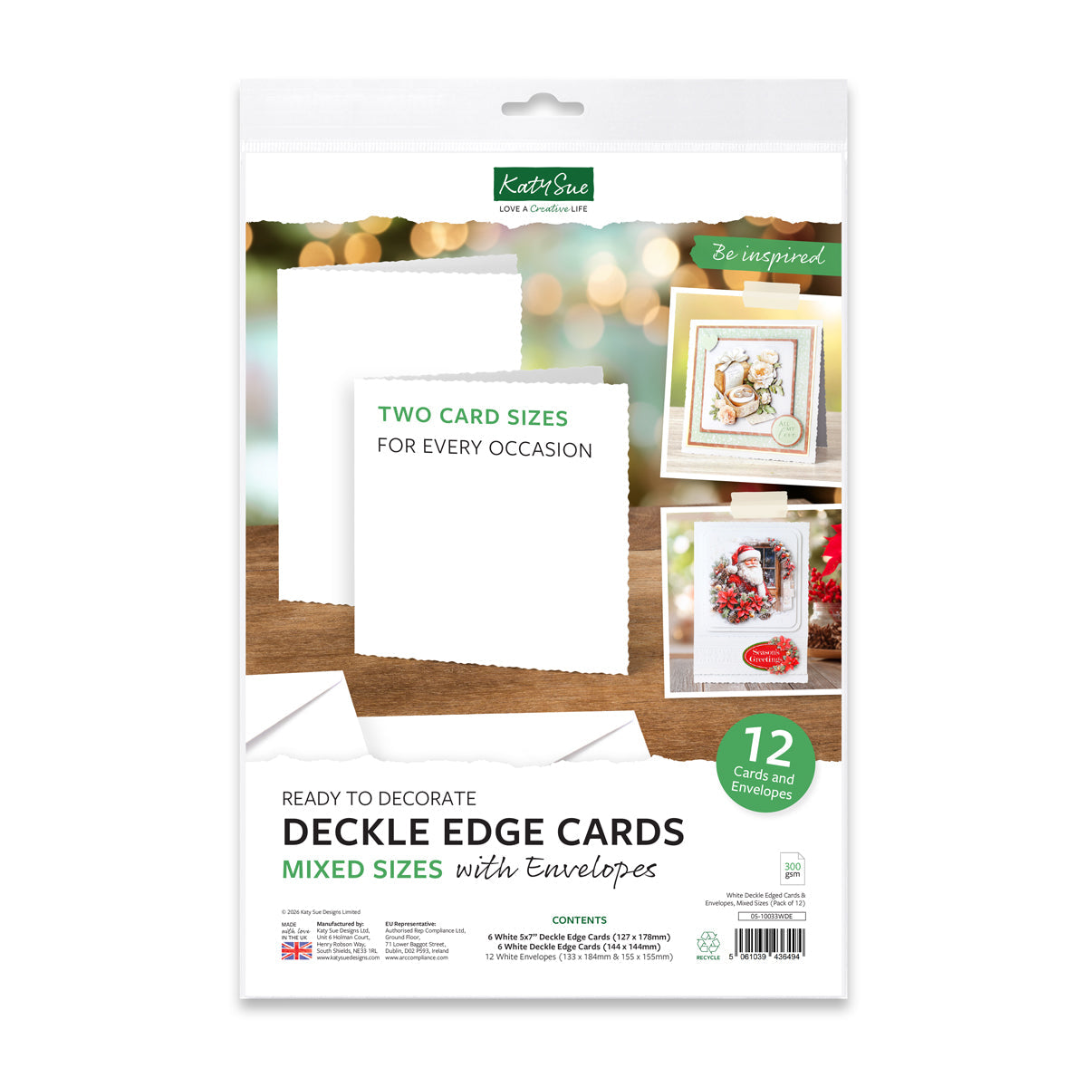 White Deckle Edged Cards & Envelopes, Mixed Sizes, pack of 12 | Katy ...