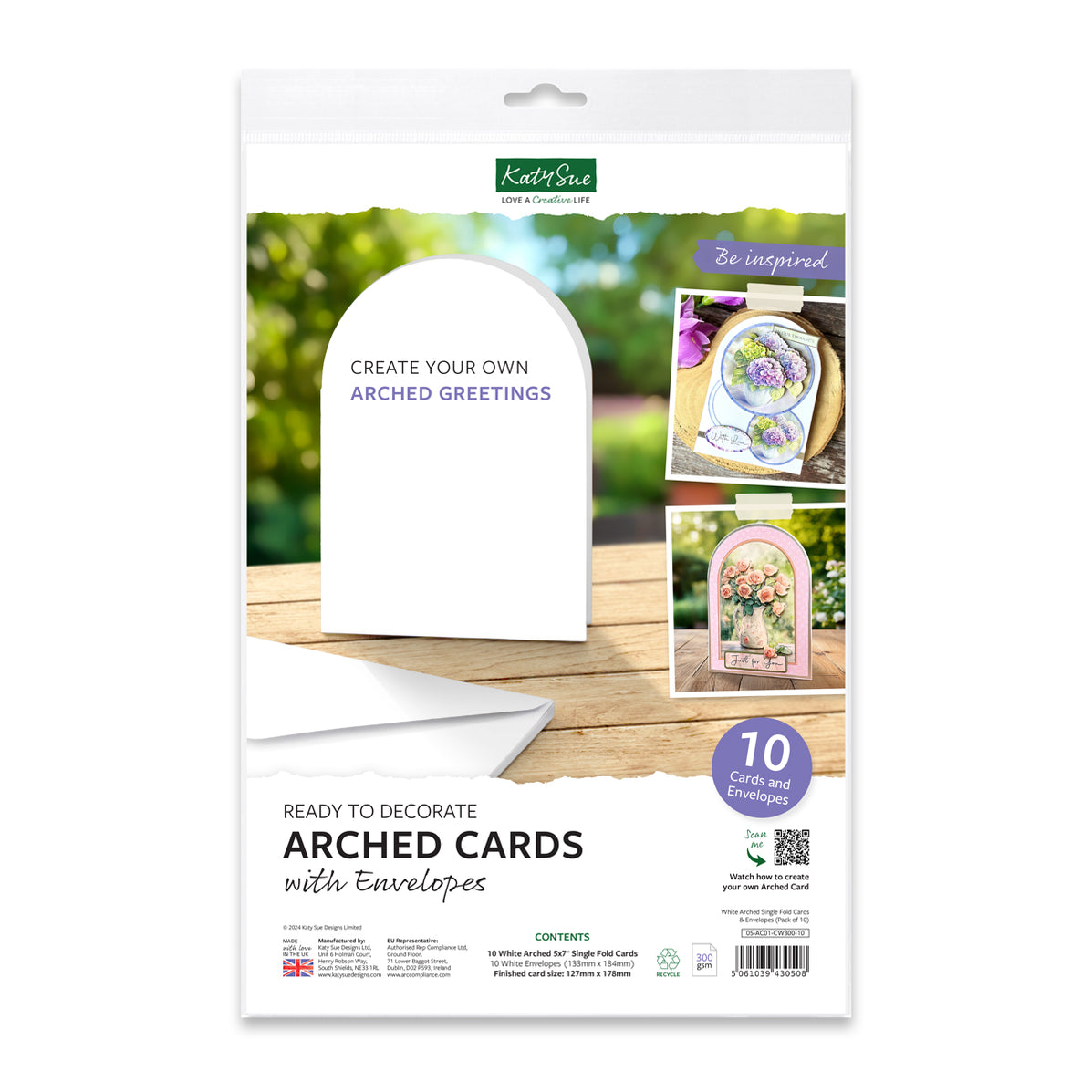 White Arched Single Fold Cards & Envelopes 127x178mm, Pack of 10 | Katy ...