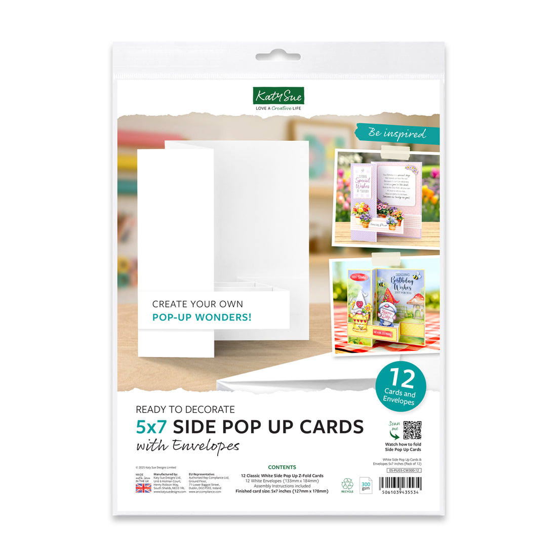White 5x7 Side Pop Up Cards & Envelopes – Pre-Cut Card Blanks for ...