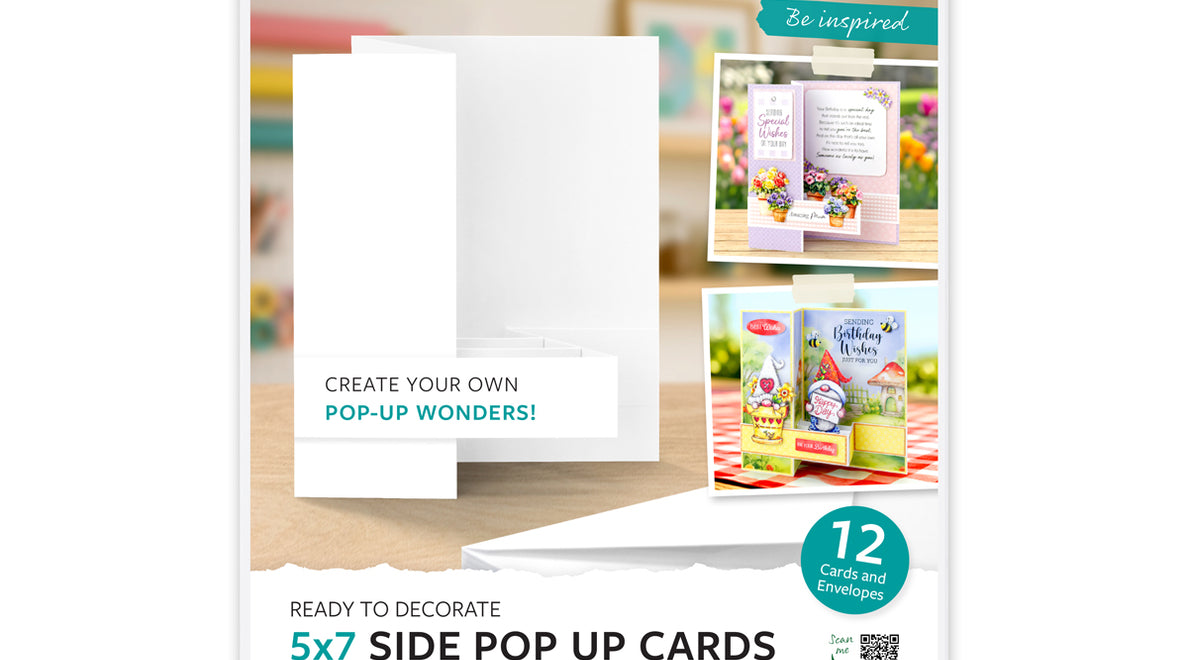 White 5x7 Side Pop Up Cards & Envelopes – Pre-Cut Card Blanks for ...