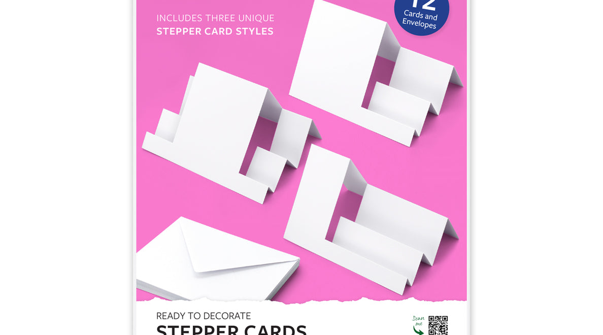 Stepper Cards & Envelopes - Mixed Styles - Pack of 12 — Katy Sue Designs