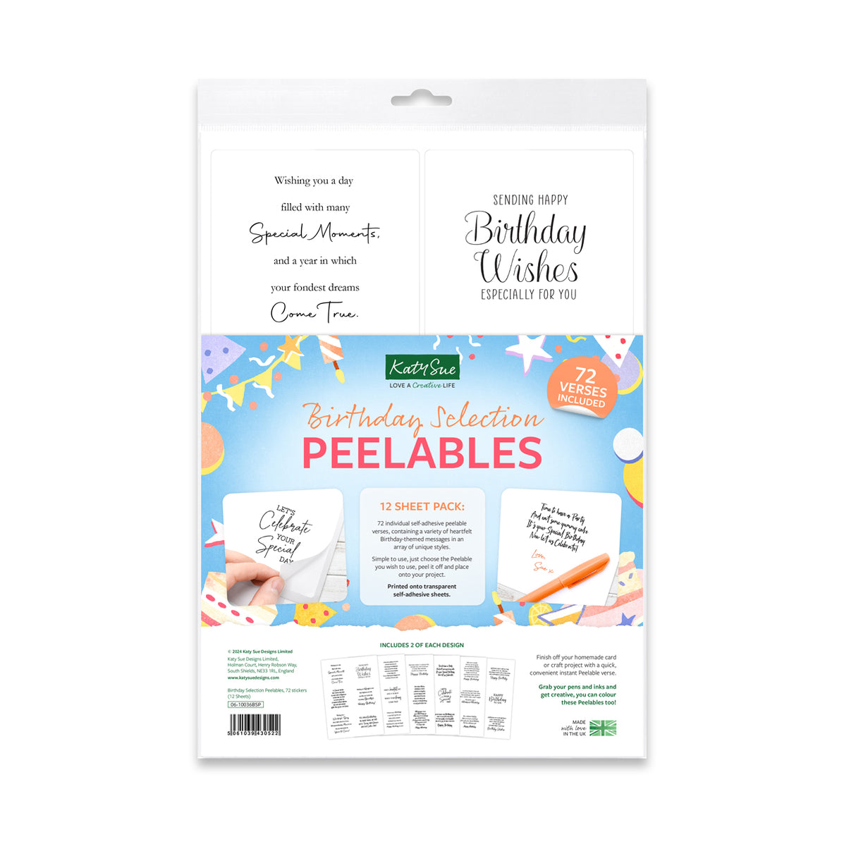 Birthday Selection Peelables, 72 Stickers — Katy Sue Designs