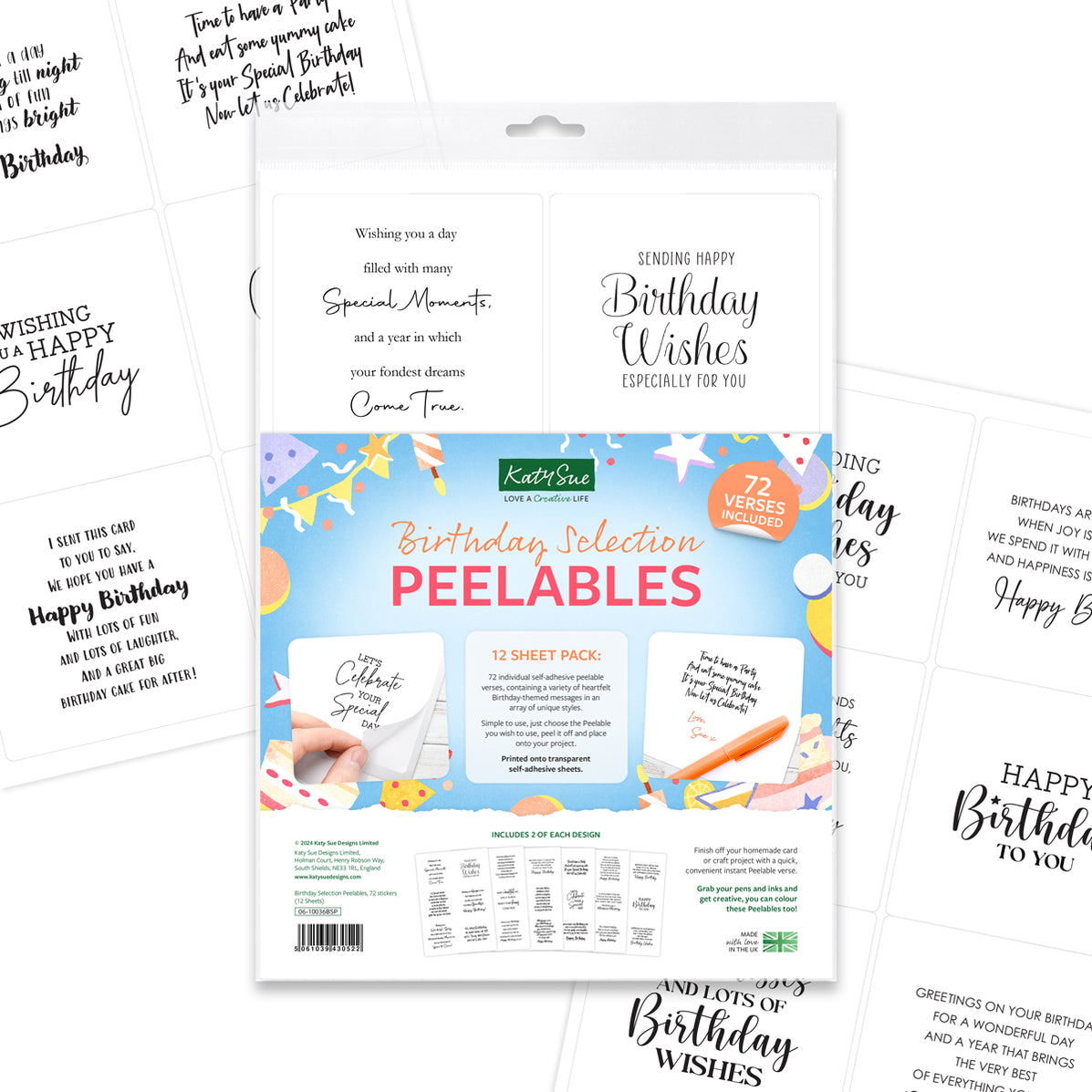 Birthday Selection Peelables, 72 Stickers — Katy Sue Designs