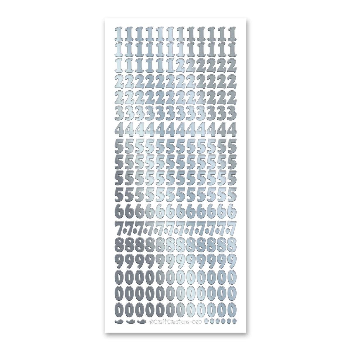 11mm Numbers Silver Self Adhesive Peel Off Stickers — Katy Sue Designs