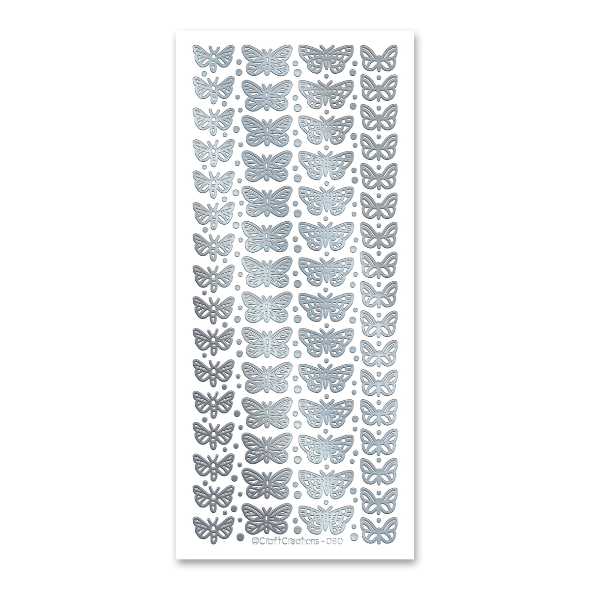 Small Butterflies Silver Self Adhesive Peel Off Stickers — Katy Sue Designs