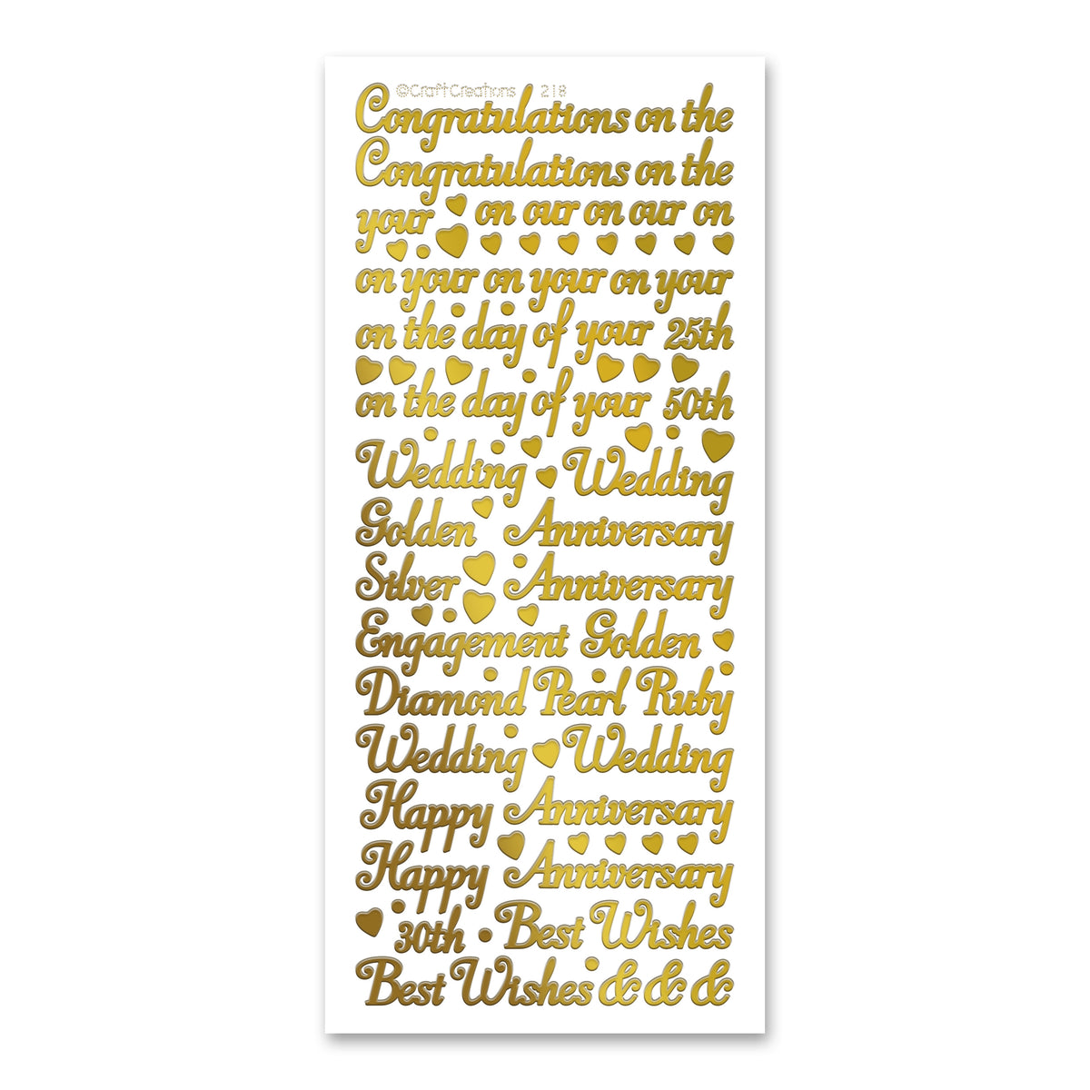 Mixed Congratulations Gold Self Adhesive Peel Off Stickers — Katy Sue ...