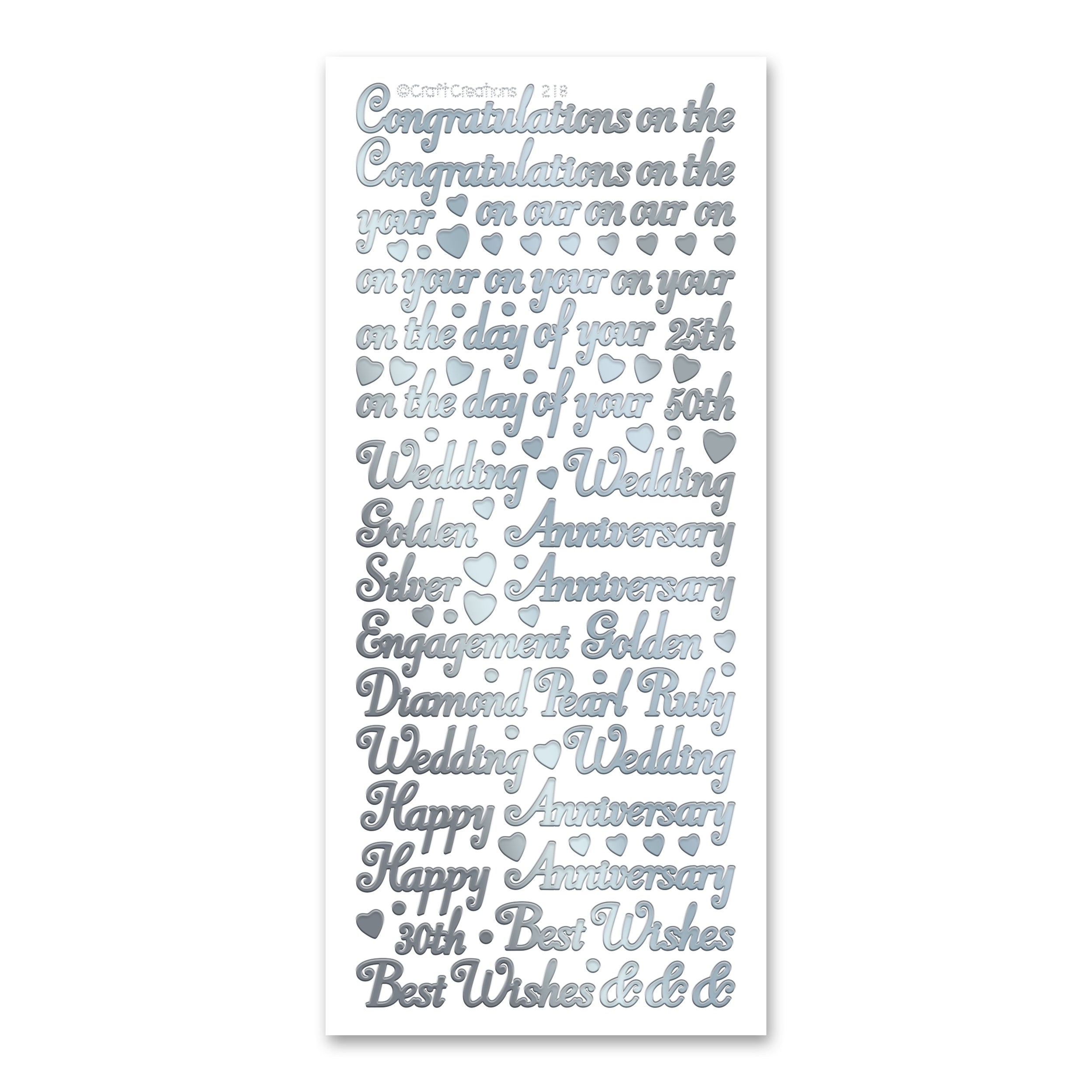 Mixed Congratulations Silver Self Adhesive Peel Off Stickers — Katy Sue ...