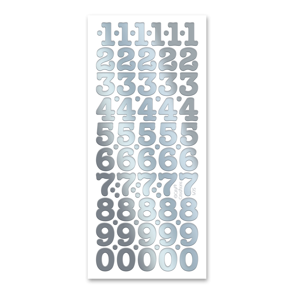 20mm Numbers Silver Self Adhesive Peel Off Stickers — Katy Sue Designs