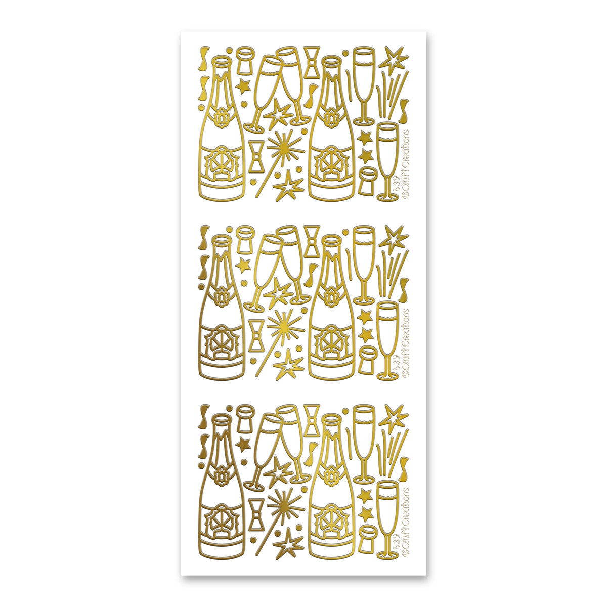 Champagne and Glasses Gold Self Adhesive Peel Off Stickers — Katy Sue ...
