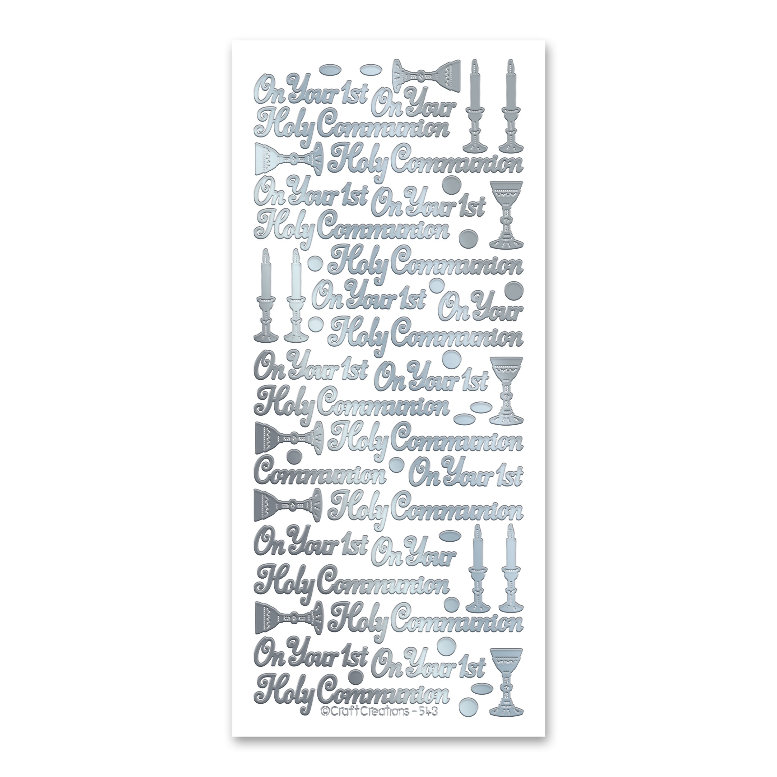 Holy Communion Silver Self Adhesive Stickers — Katy Sue Designs