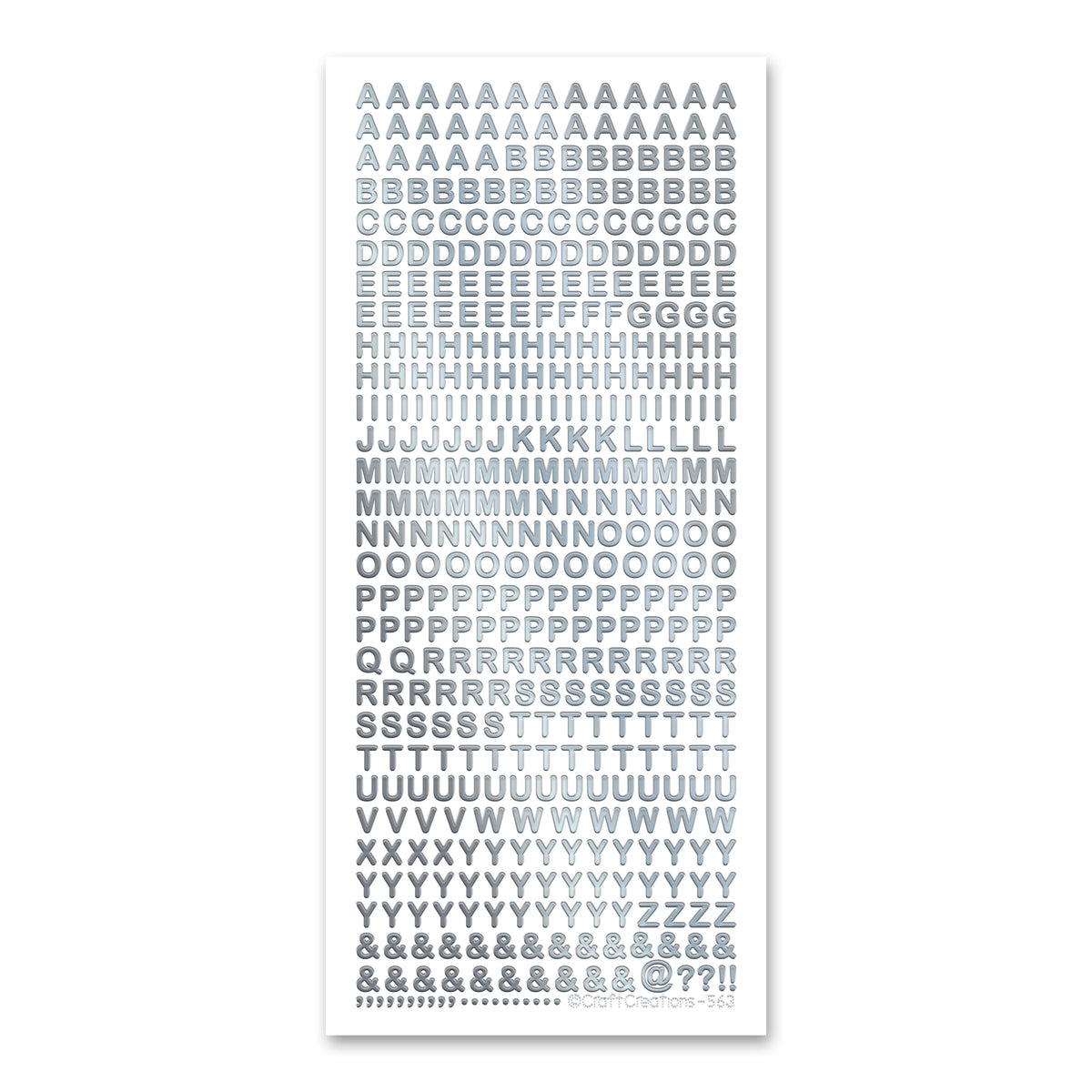 5.5mm Plain Uppercase Alphabet Silver Adhesive Stickers — Katy Sue Designs