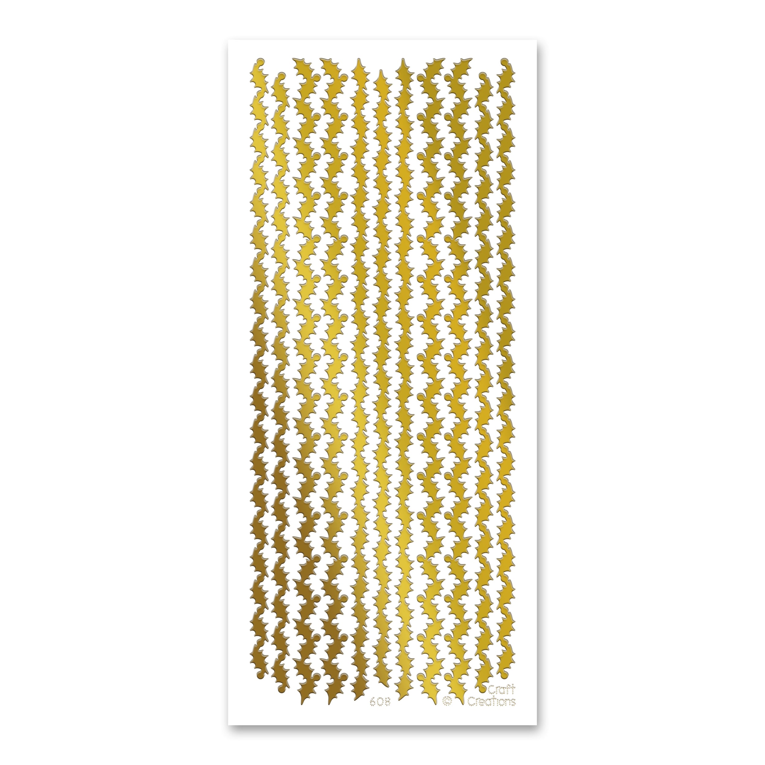 Holly Border Gold Self Adhesive Stickers — Katy Sue Designs