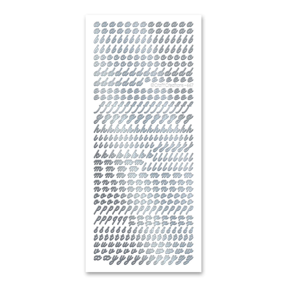 7mm Italic Lower Case Alphabet Silver Adhesive Stickers — Katy Sue Designs
