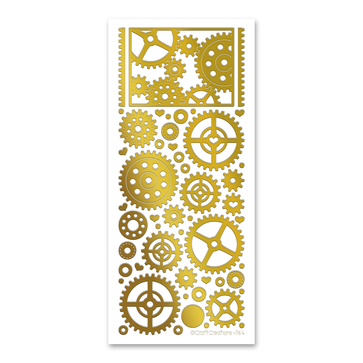 Gears & Cogs Gold Self Adhesive Stickers — Katy Sue Designs