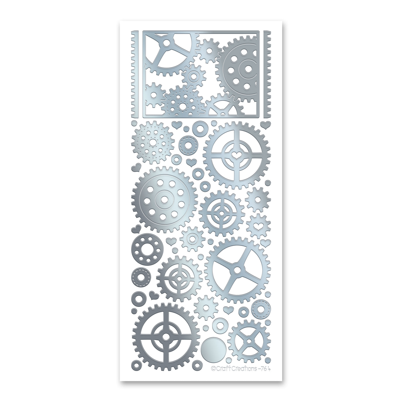 Gears & Cogs Silver Self Adhesive Stickers — Katy Sue Designs