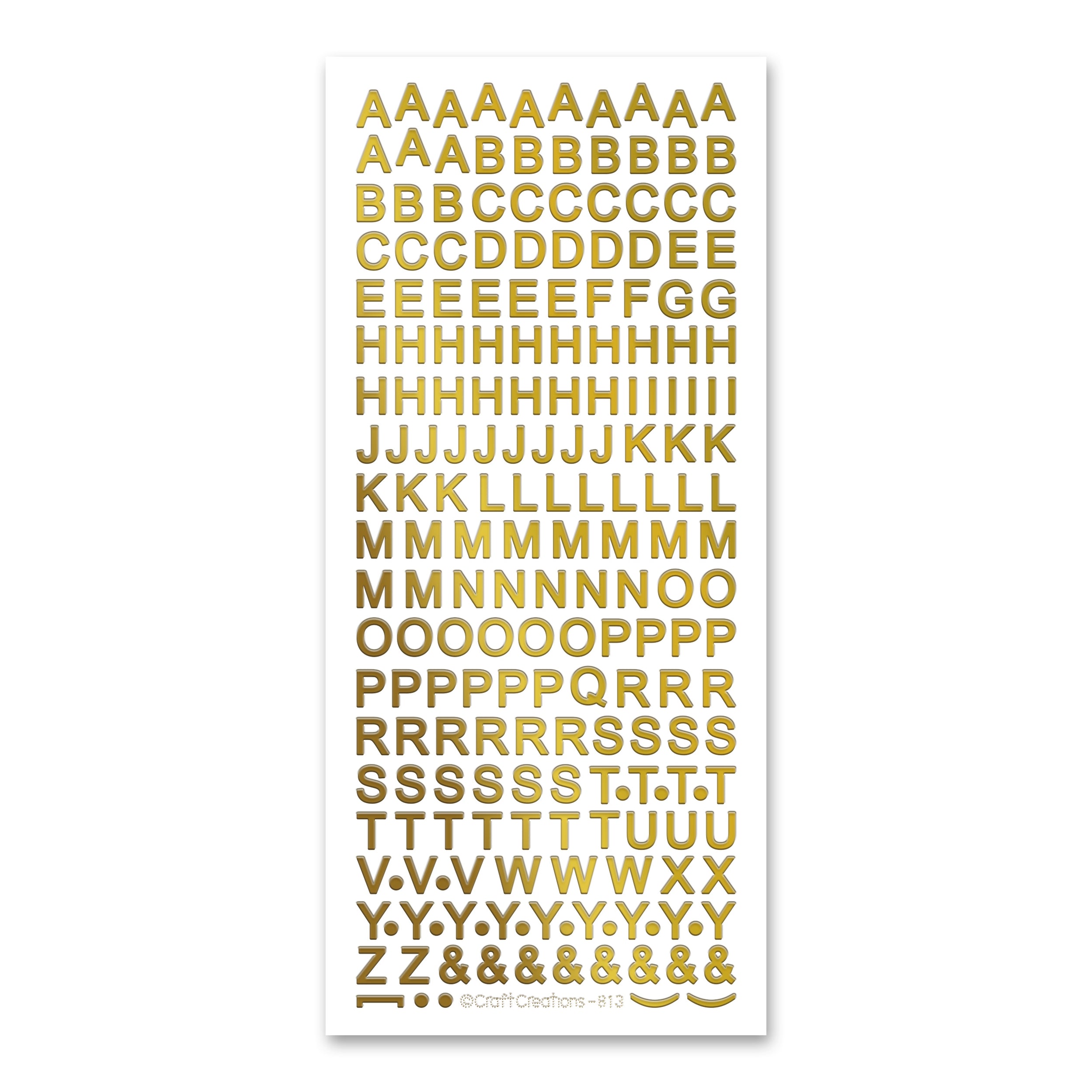 8mm Plain Uppercase Alphabet Gold Self Adhesive Stickers — Katy Sue Designs