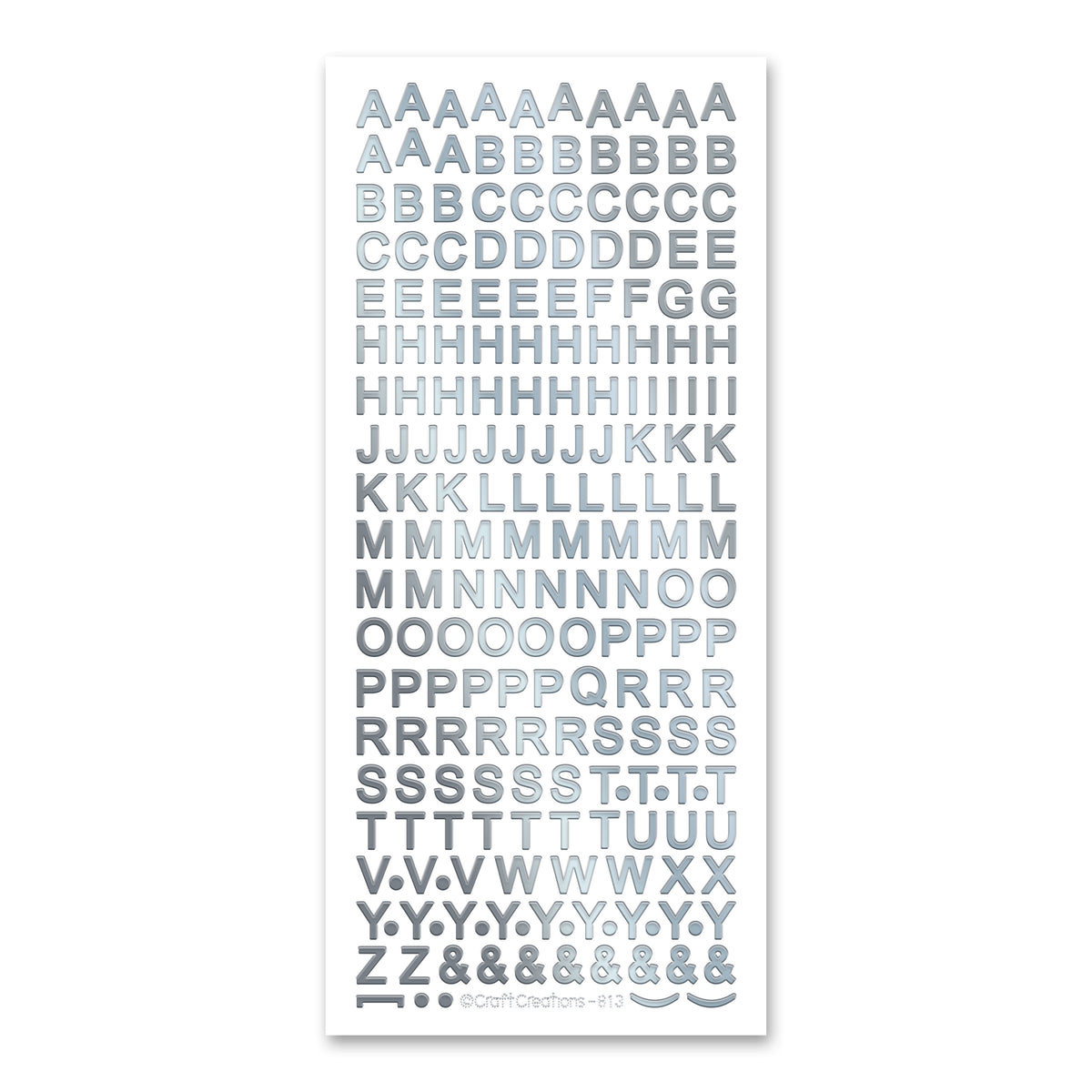 8mm Plain Uppercase Alphabet Silver Self Adhesive Stickers — Katy Sue ...