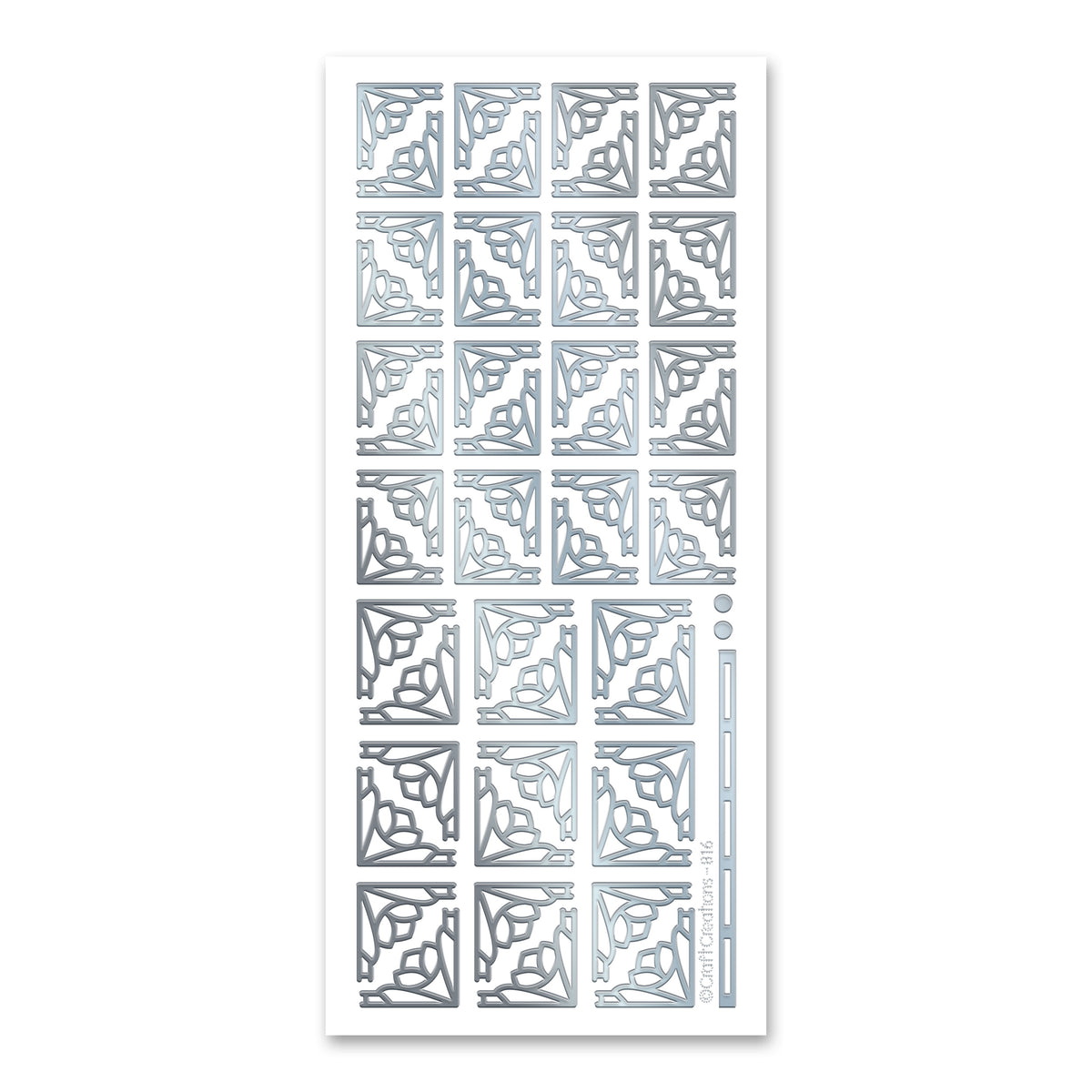 Deco Flower Corners Silver Self Adhesive Stickers — Katy Sue Designs
