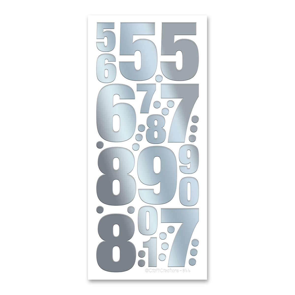 50mm + 25mm Numbers 5-9 Silver Foiled Vinyl Peel Off Stickers — Katy ...