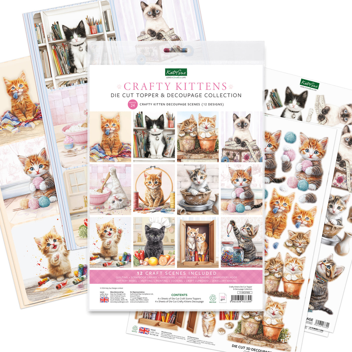Crafty Kittens Die Cut Topper & Decoupage Collection | Katy Sue Designs