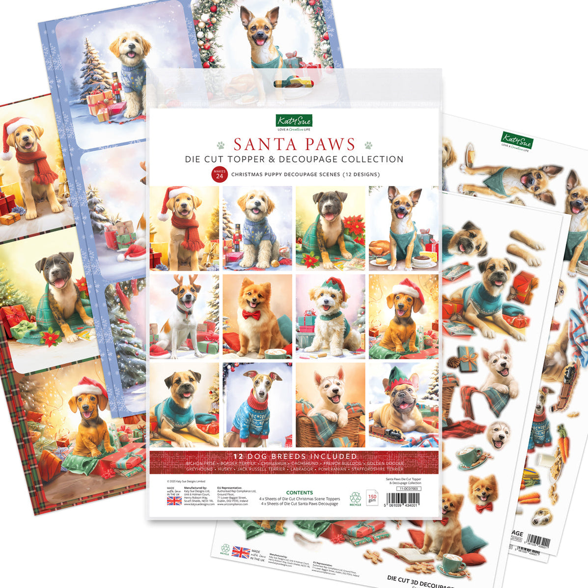 Santa Paws Die Cut Topper & Decoupage Collection | Katy Sue Designs