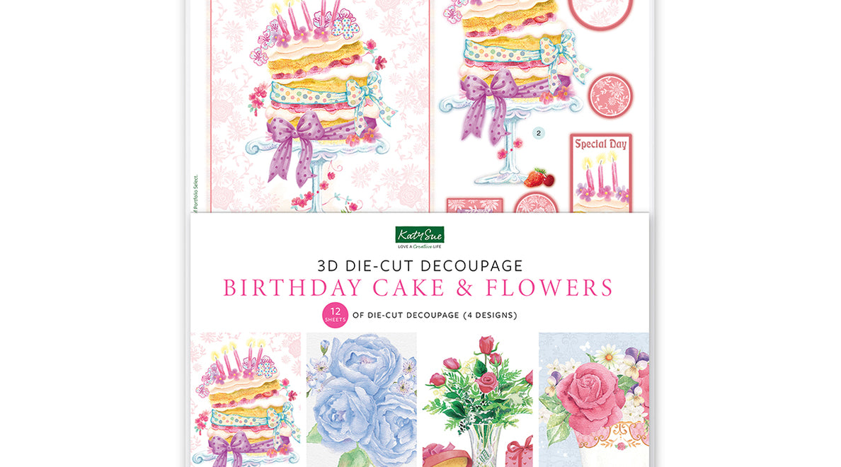 Die Cut Decoupage – Birthday Cake and Flowers (pack of 12) — Katy Sue ...