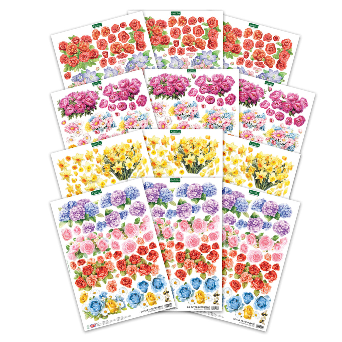 Die Cut Decoupage - Bumper Bouquets (pack of 12) | Katy Sue Designs