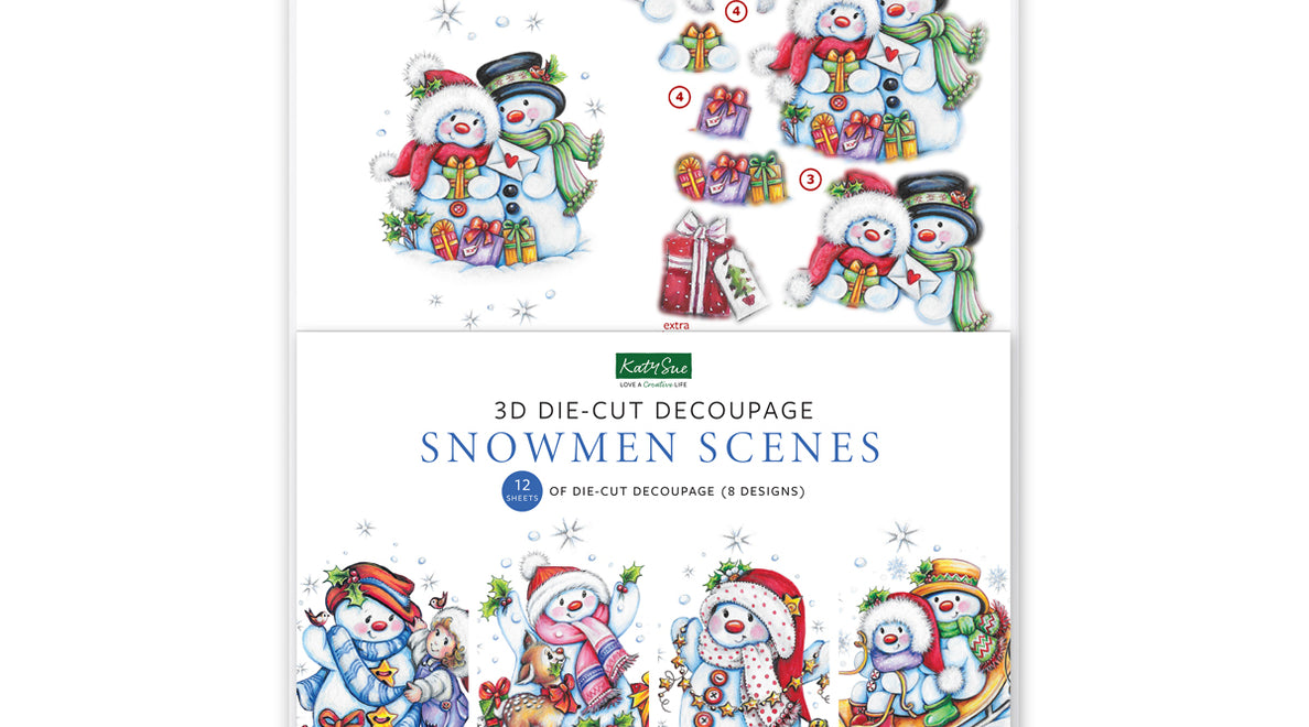 Die Cut Decoupage – Snowmen Scenes (pack of 12) — Katy Sue Designs