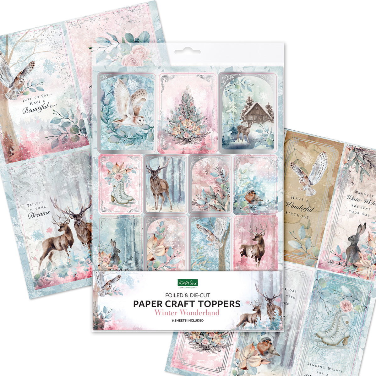 Winter Wonderland Foiled Paper Craft Toppers, 6 sheets — Katy Sue Designs