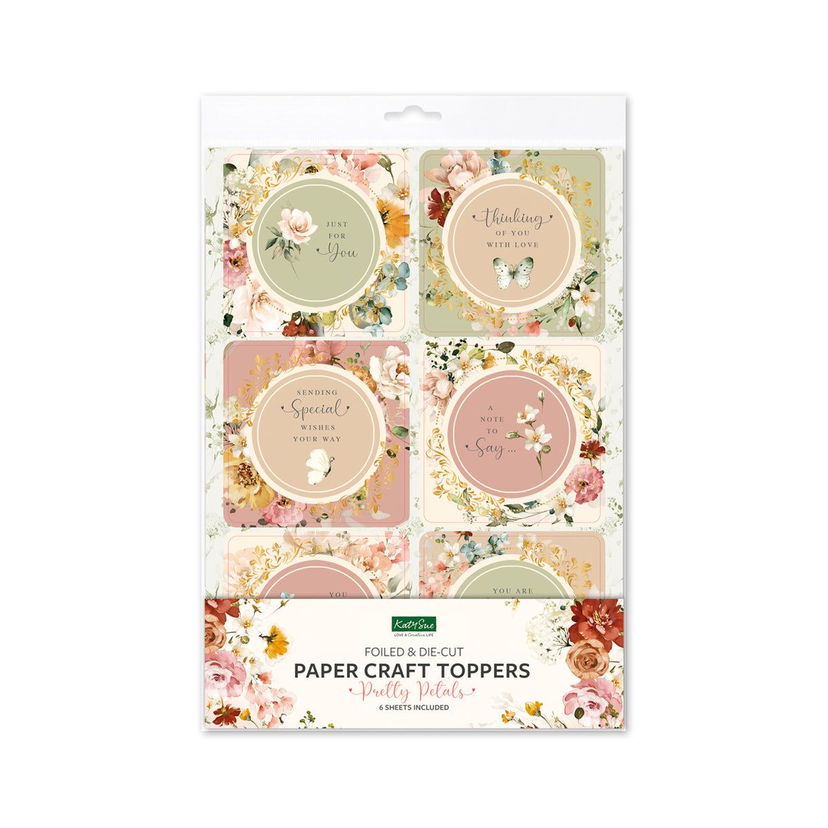 Pretty Petals Foiled Paper Craft Toppers, 6 sheets — Katy Sue Designs