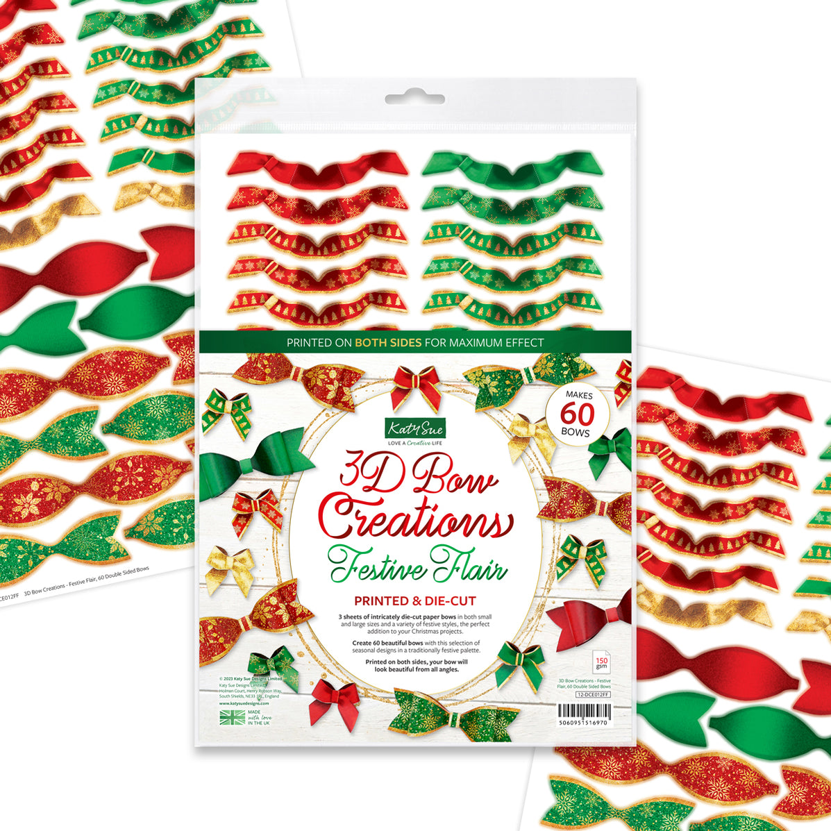 3D Bow Creations - Festive Flair, 60 Double Sided Bows — Katy Sue Designs