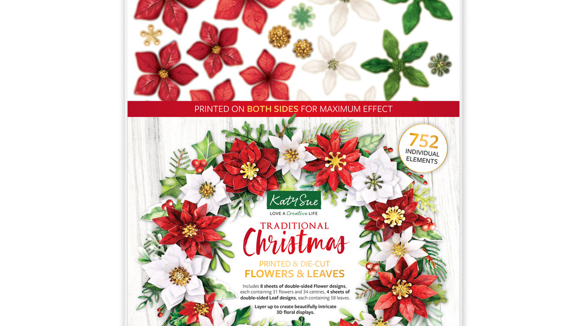 Traditional Christmas Die Cut Flowers & Leaves, 12 sheets — Katy Sue ...
