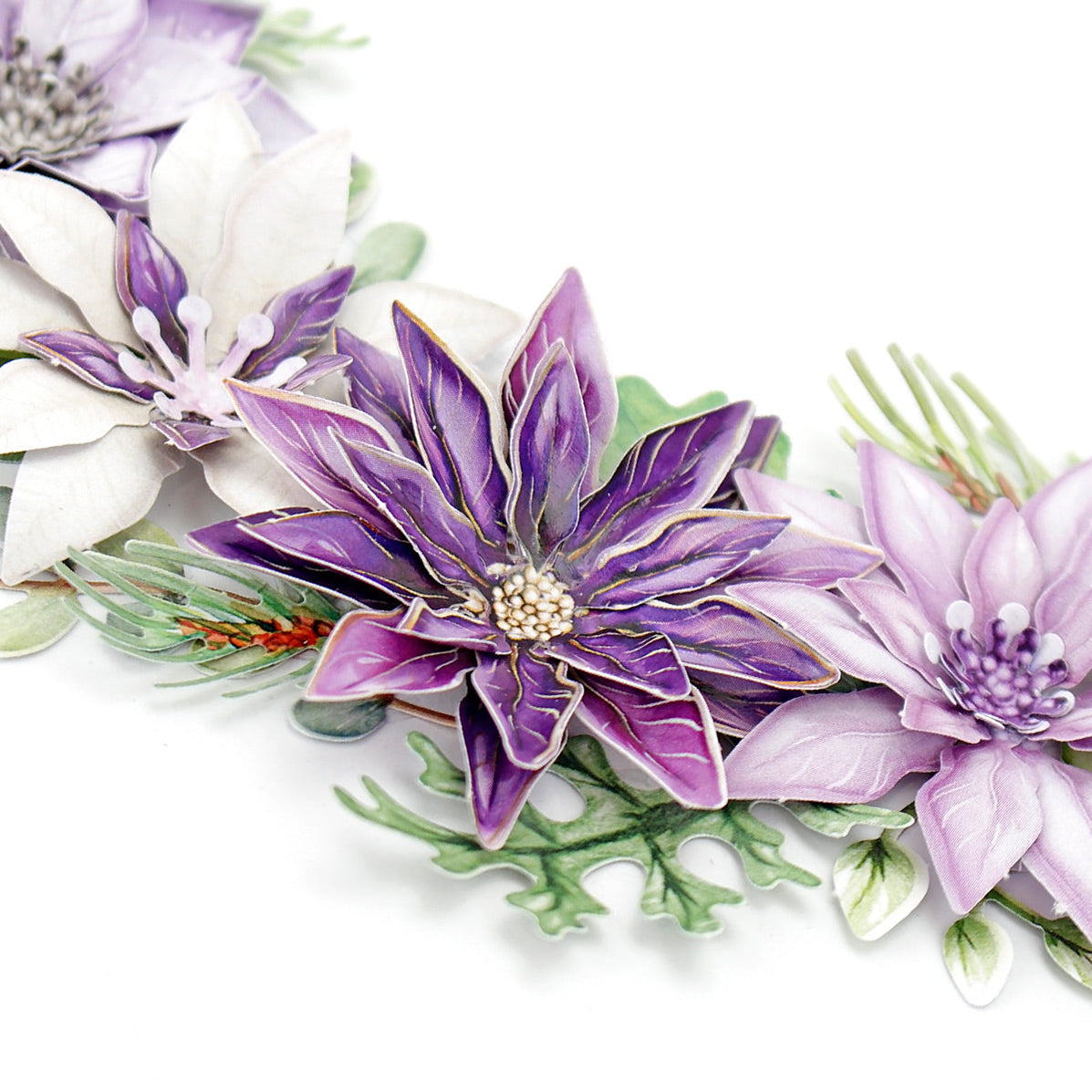 Dusky Violet Blooms Die-Cut Flowers & Leaves | Katy Sue Designs