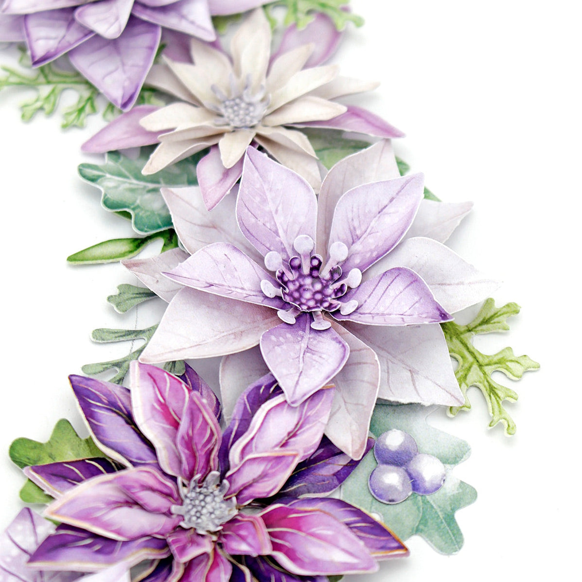 Dusky Violet Blooms Die-Cut Flowers & Leaves | Katy Sue Designs