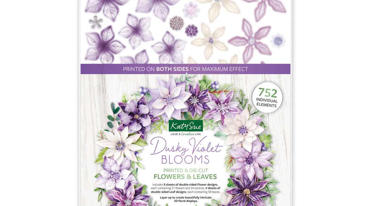 Dusky Violet Blooms Die-Cut Flowers & Leaves | Katy Sue Designs