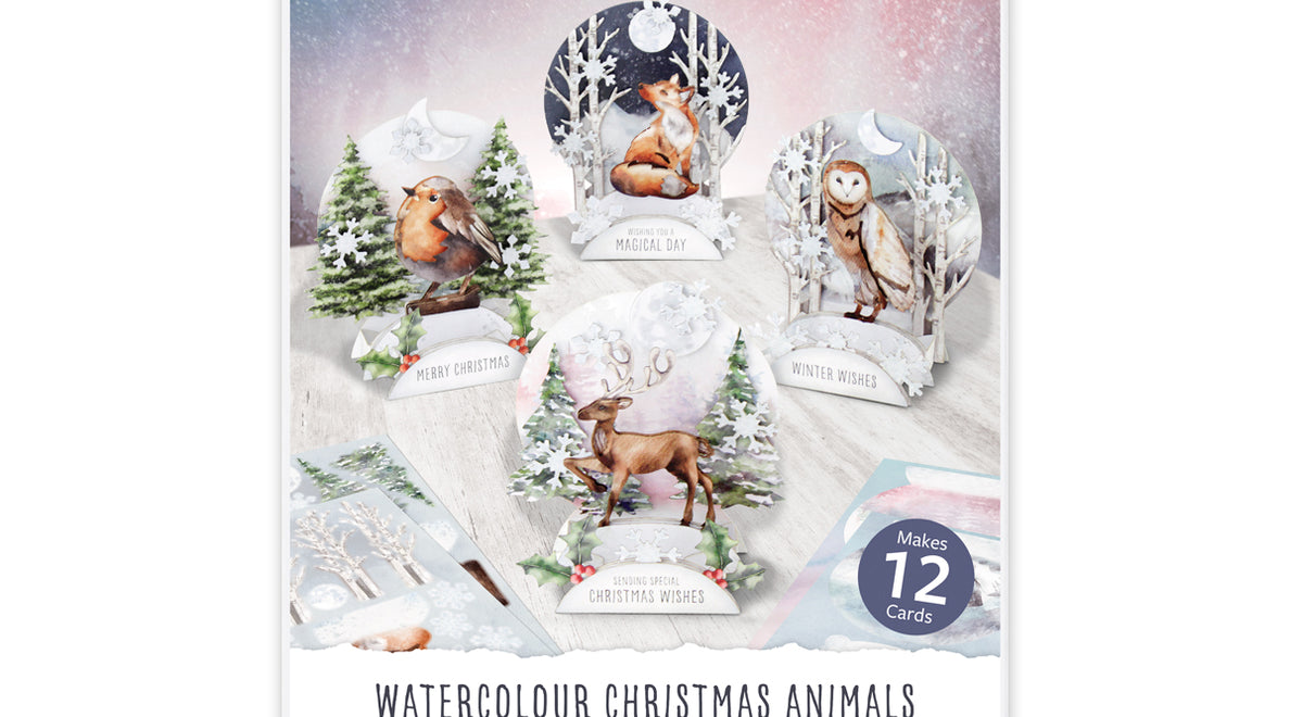 Watercolour Christmas Animals, Die-Cut Pop Up Cards — Katy Sue Designs