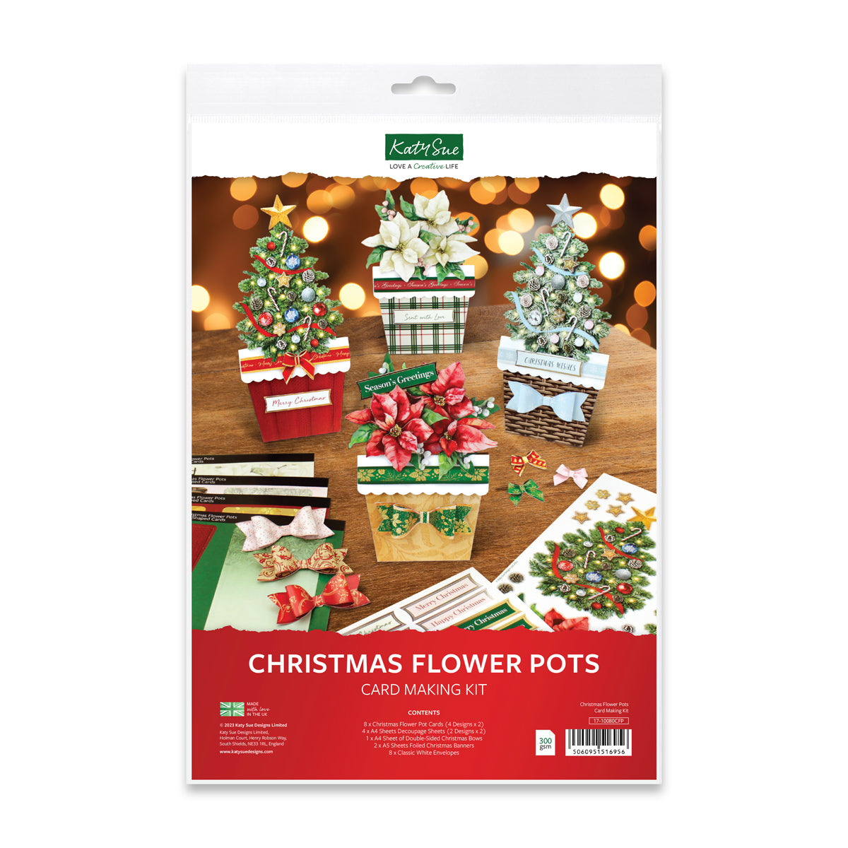 Christmas Flower Pots Card Making Kit | Katy Sue Designs