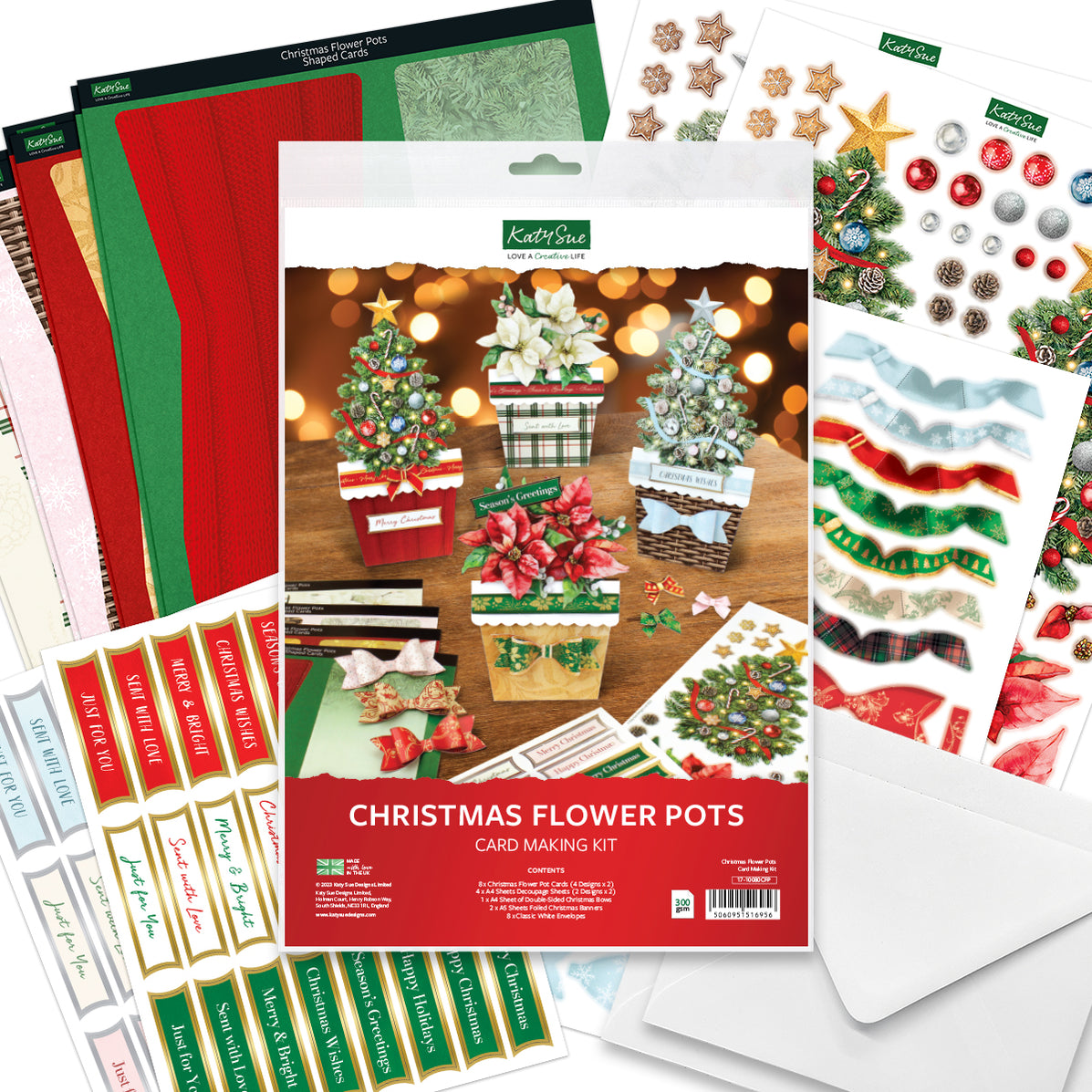 Christmas Flower Pots Card Making Kit | Katy Sue Designs