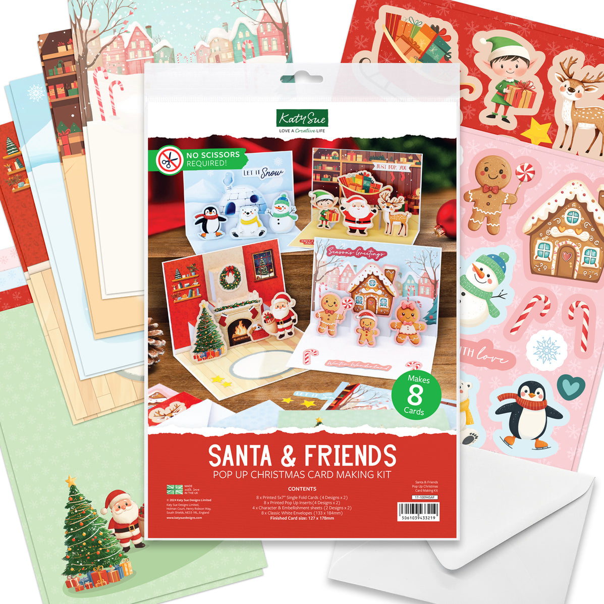 Santa & Friends Pop Up Christmas Card Making Kit | Katy Sue Designs