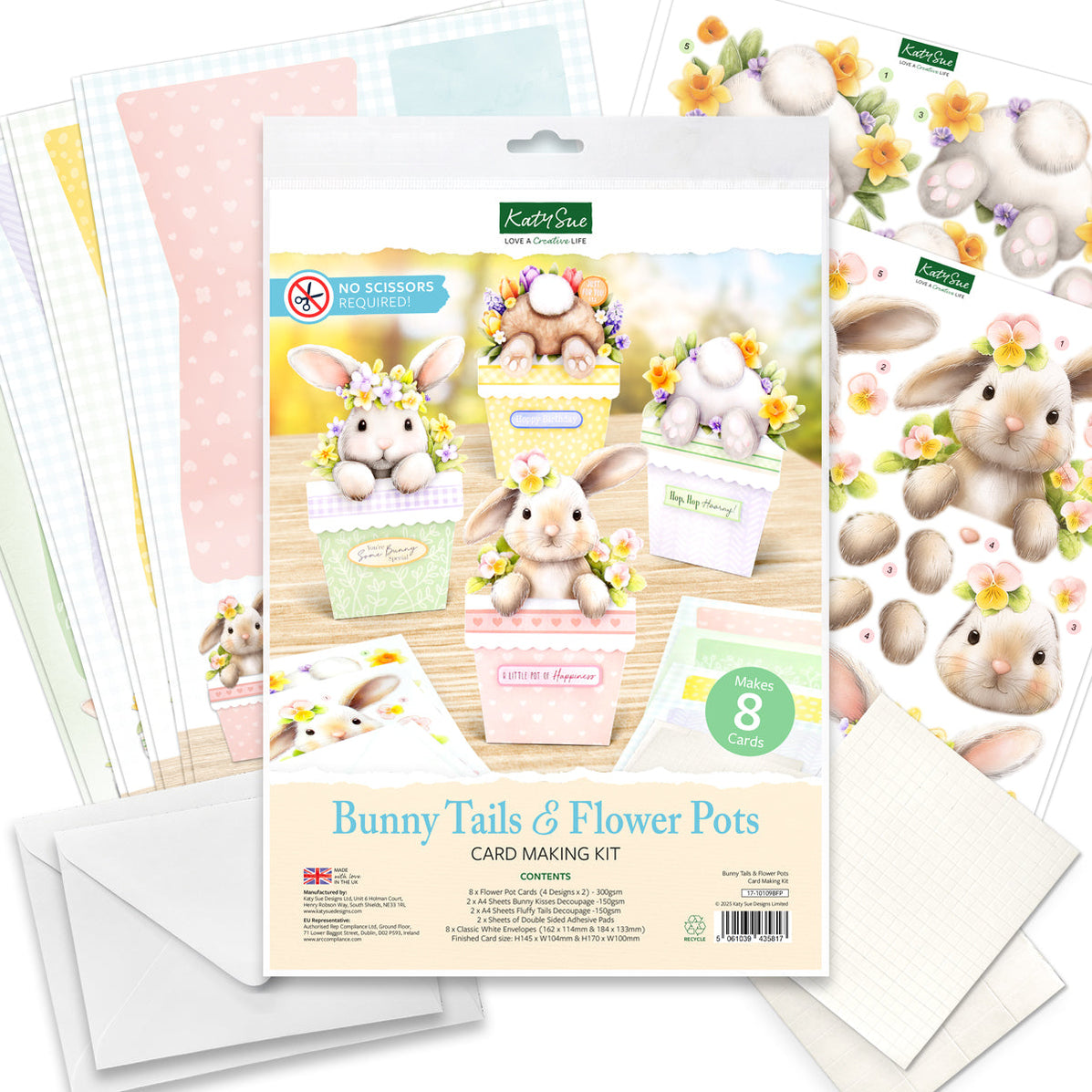Bunny Tails & Flower Pots Card Making Kit | Katy Sue Designs