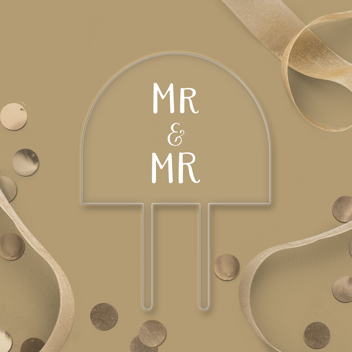 Mr & Mr Clear Acrylic Arch Topper- White Wording — Katy Sue Designs