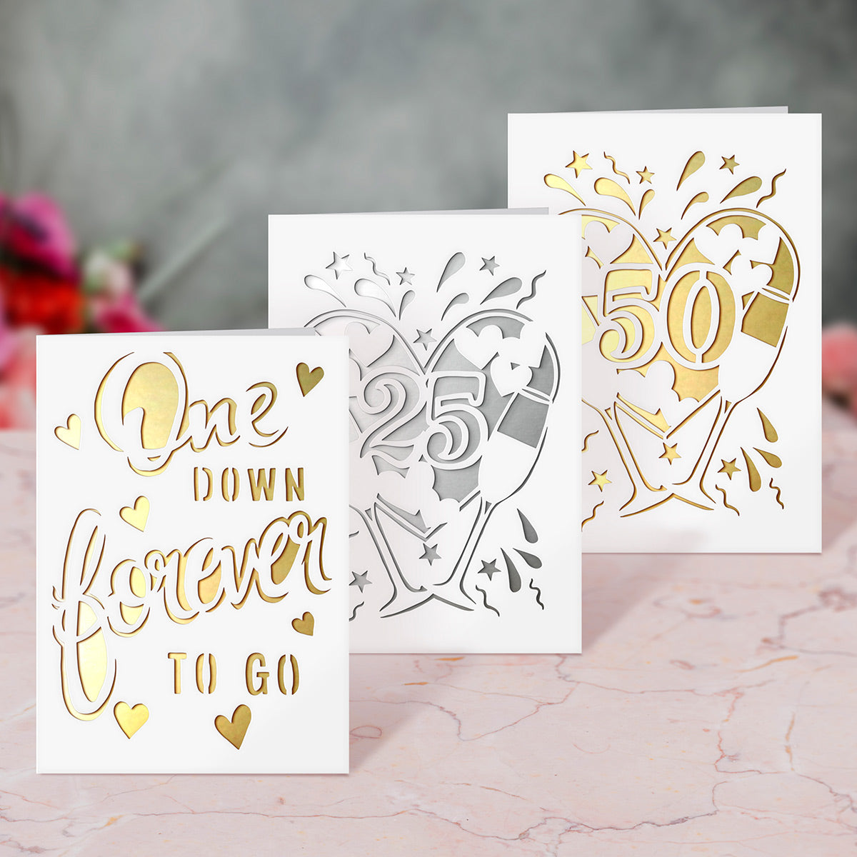 Anniversary Card Paper Cutting Digital Templates, Set of 4 — Katy Sue ...